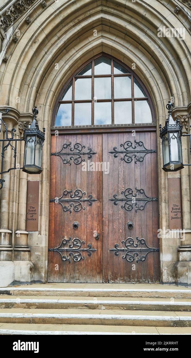 Entrance door to the Royal Courts of Justice, London, England Stock ...