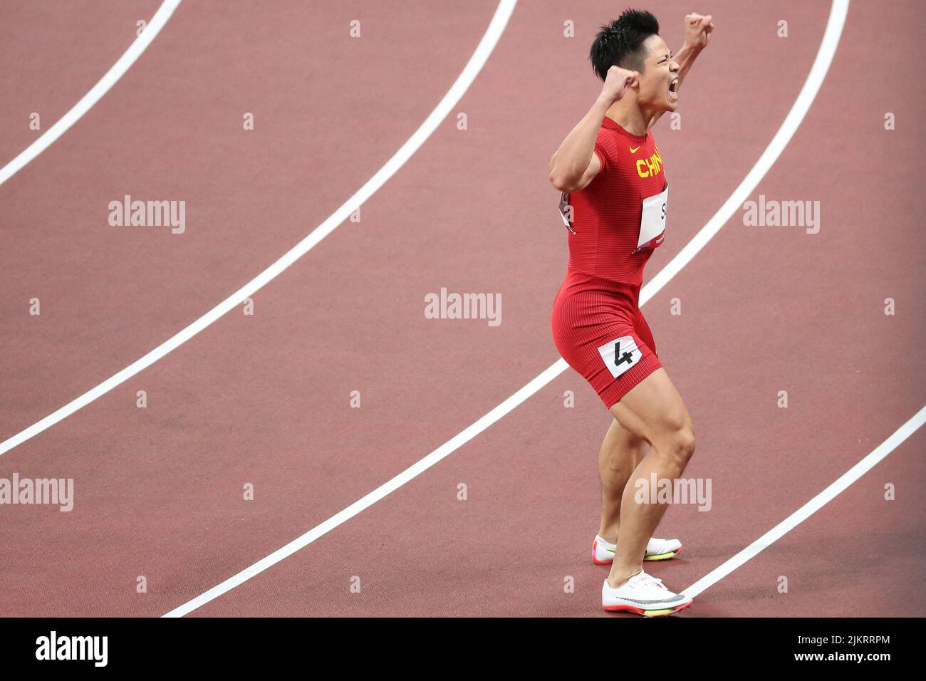 August 01st, 2021 - Tokyo, Japan: SU Bingtian of China wins the Men's 100m Semi-Final 3 and set ...