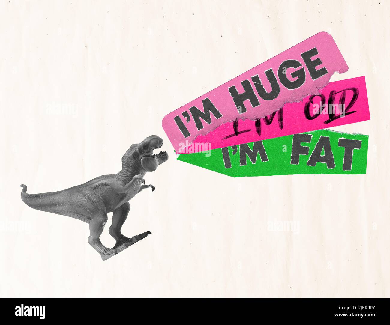 contemporary art collage. Conceptual image of dinosaur symbolizing ...