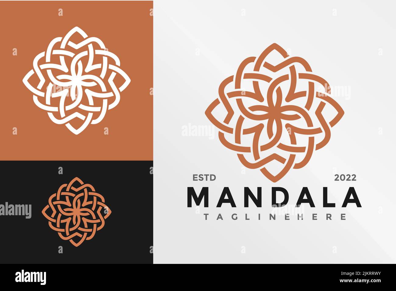 A digital illustration design of a mandala company logo template with ...