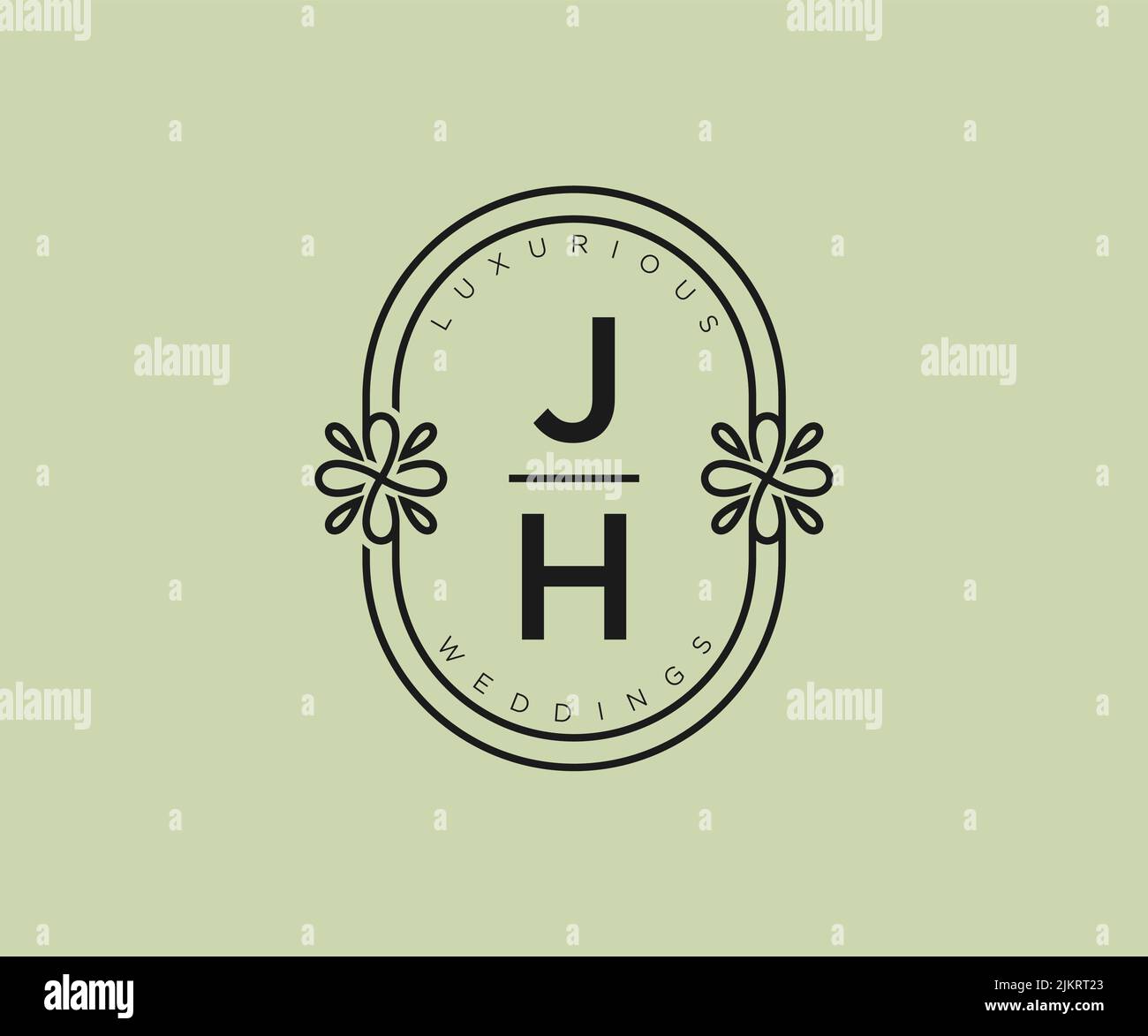 JH Initials letter Wedding monogram logos template, hand drawn modern ...