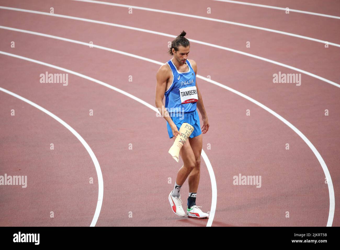 August 01st, 2021 - Tokyo, Japan: Gianmarco Tamberi of Italy fails his ...