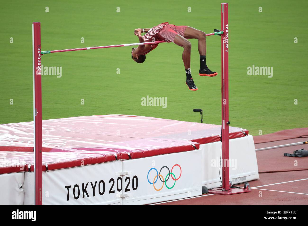 August 01st, 2021 - Tokyo, Japan: Mutaz Essa Barshim of Qatar fails his ...
