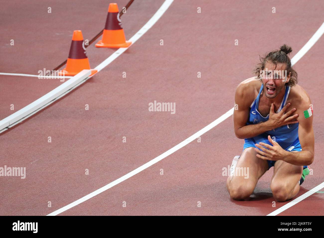 August 01st, 2021 - Tokyo, Japan: Gianmarco Tamberi of Italy wins the ...