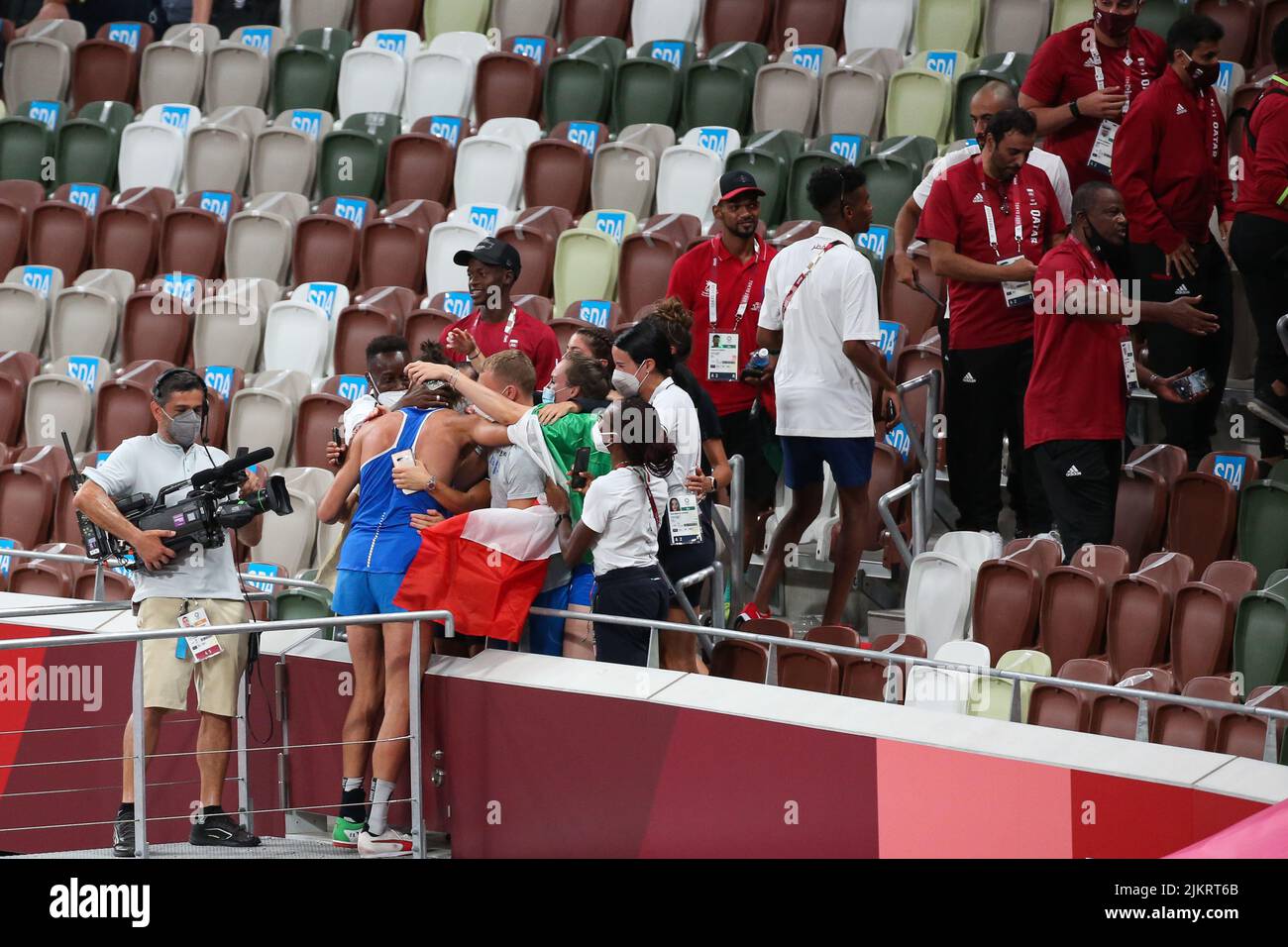 August 01st, 2021 - Tokyo, Japan: Gianmarco Tamberi of Italy wins the ...