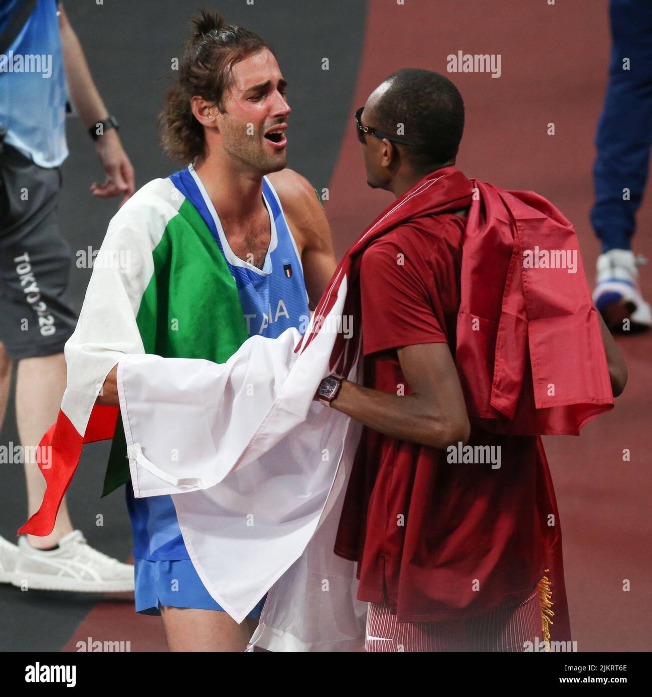 August 01st, 2021 - Tokyo, Japan: Gianmarco Tamberi of Italy and Mutaz ...