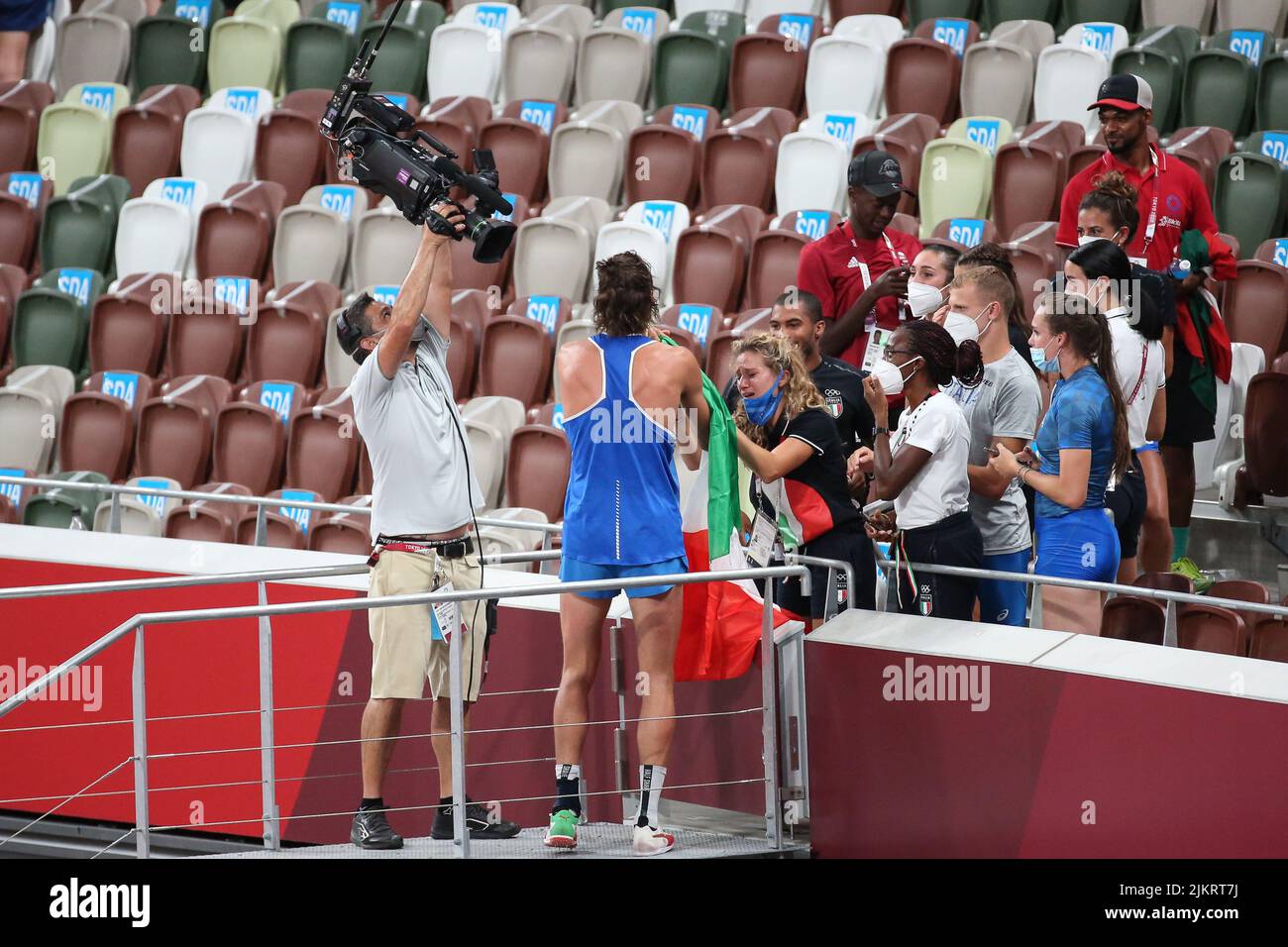 August 01st, 2021 - Tokyo, Japan: Gianmarco Tamberi of Italy wins the ...