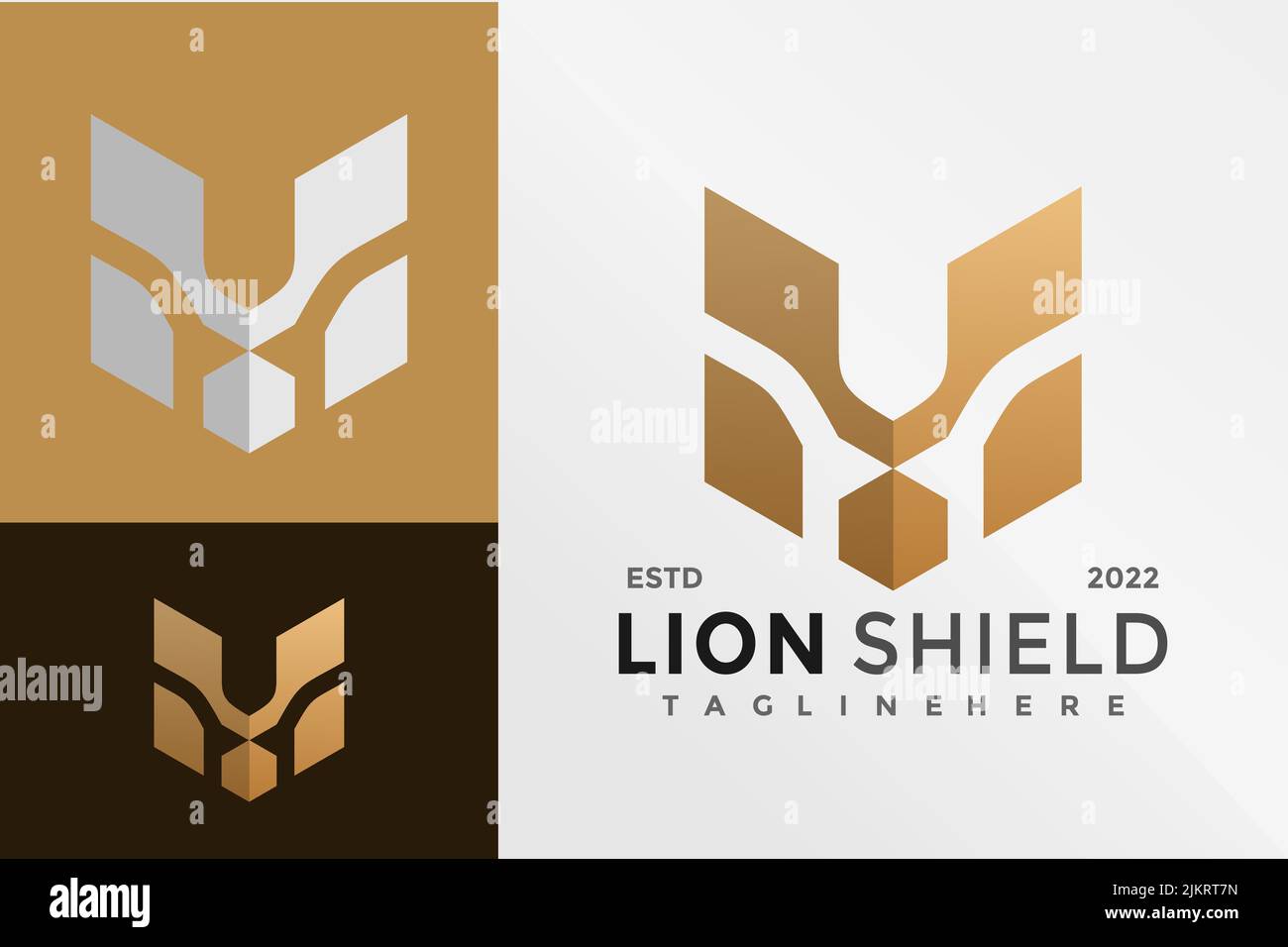 A digital illustration design of a lion shield company logo template ...