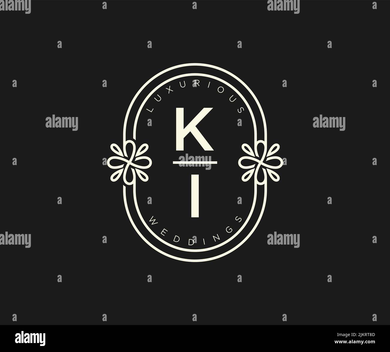 KI Initials letter Wedding monogram logos template, hand drawn modern ...