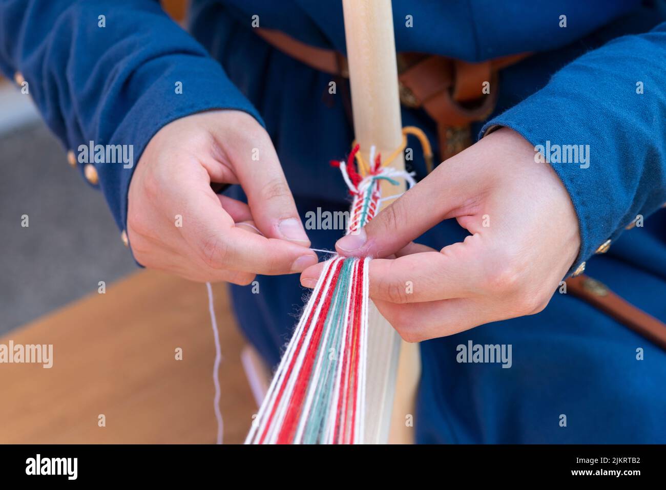 Italy, Lombardy, Historical Reenactment Medieval, Tablet Weaving Stock ...