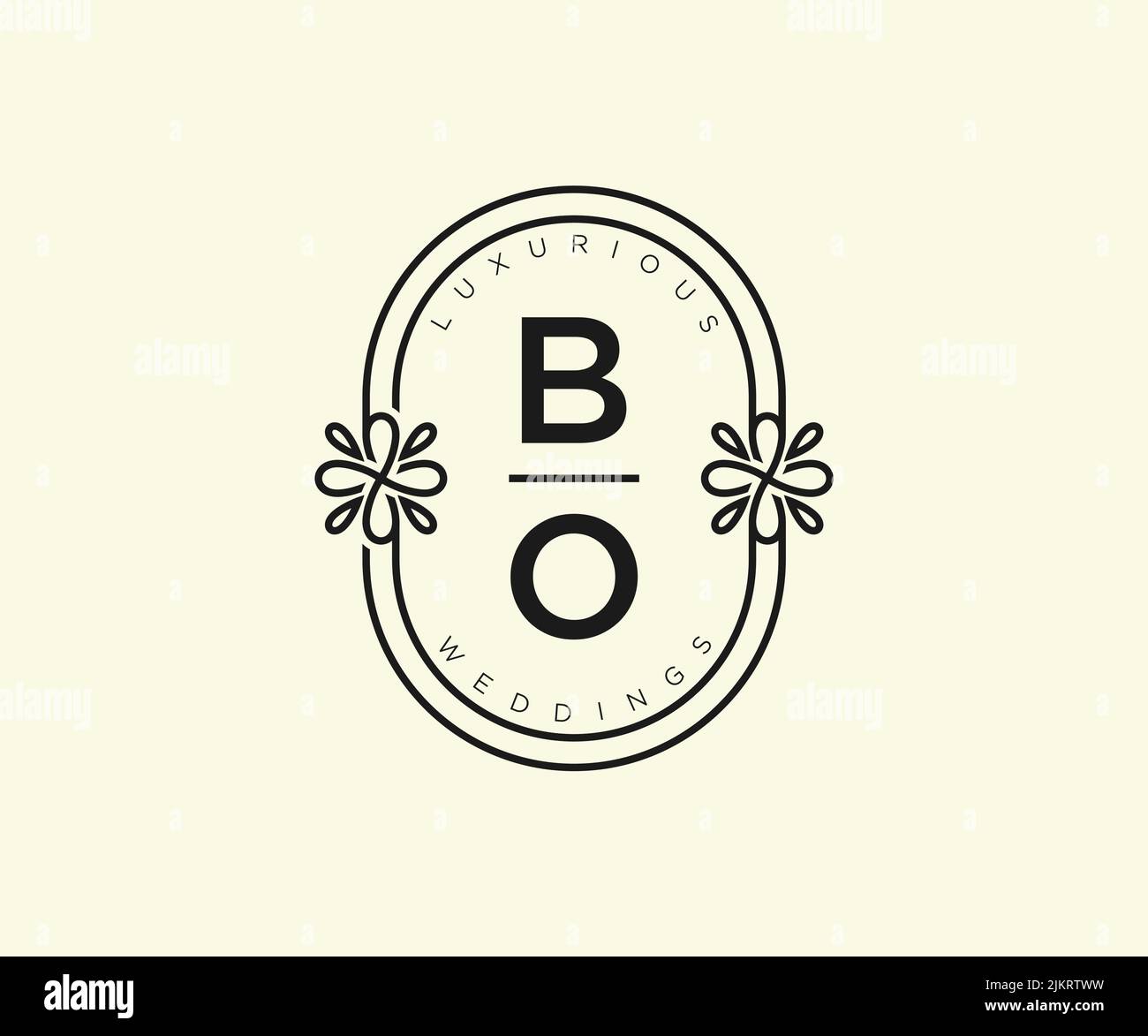 BO Initials letter Wedding monogram logos template, hand drawn modern ...