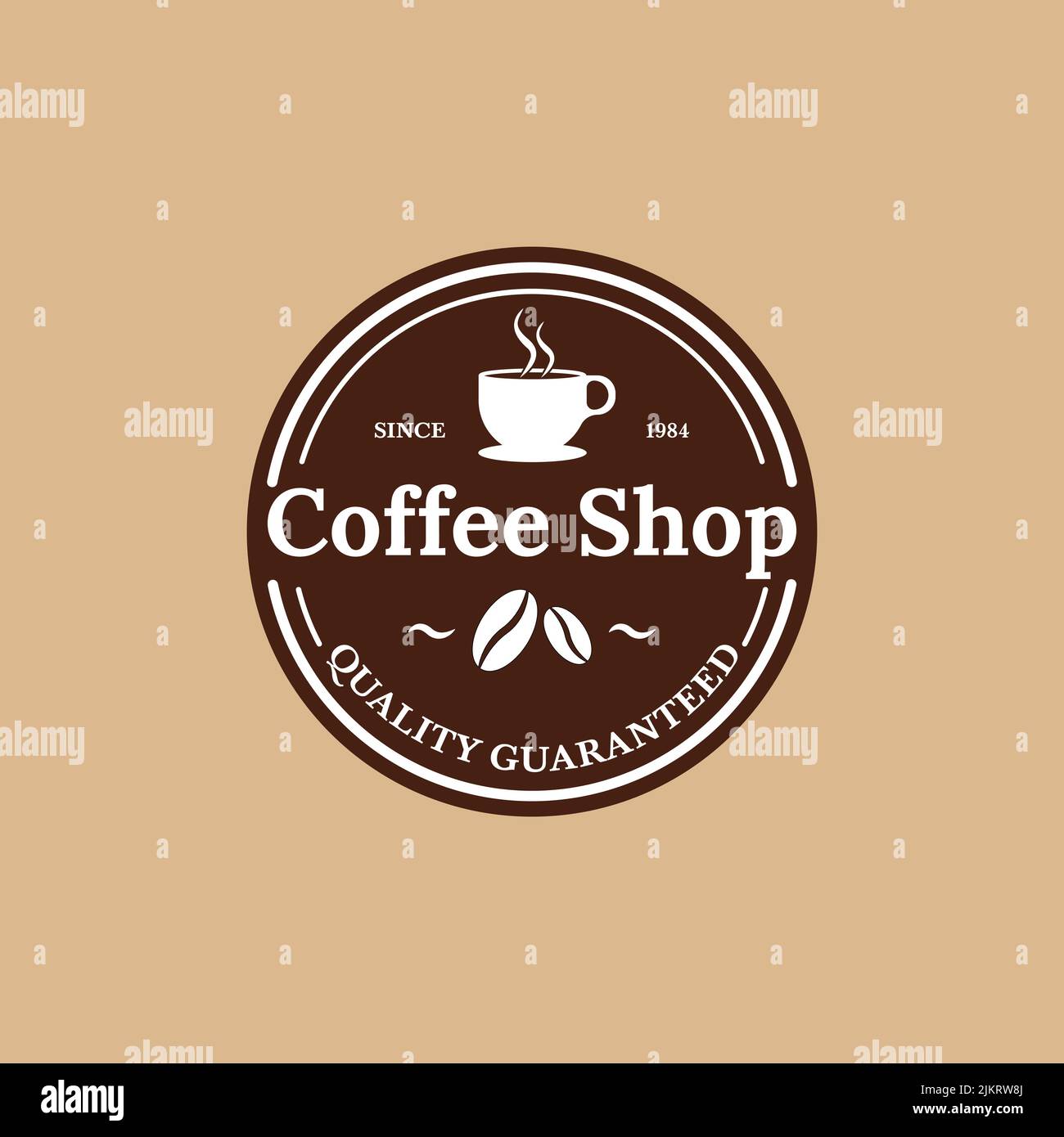 A Quality Guaranteed 'Coffee Shop' logo on a white background Stock ...
