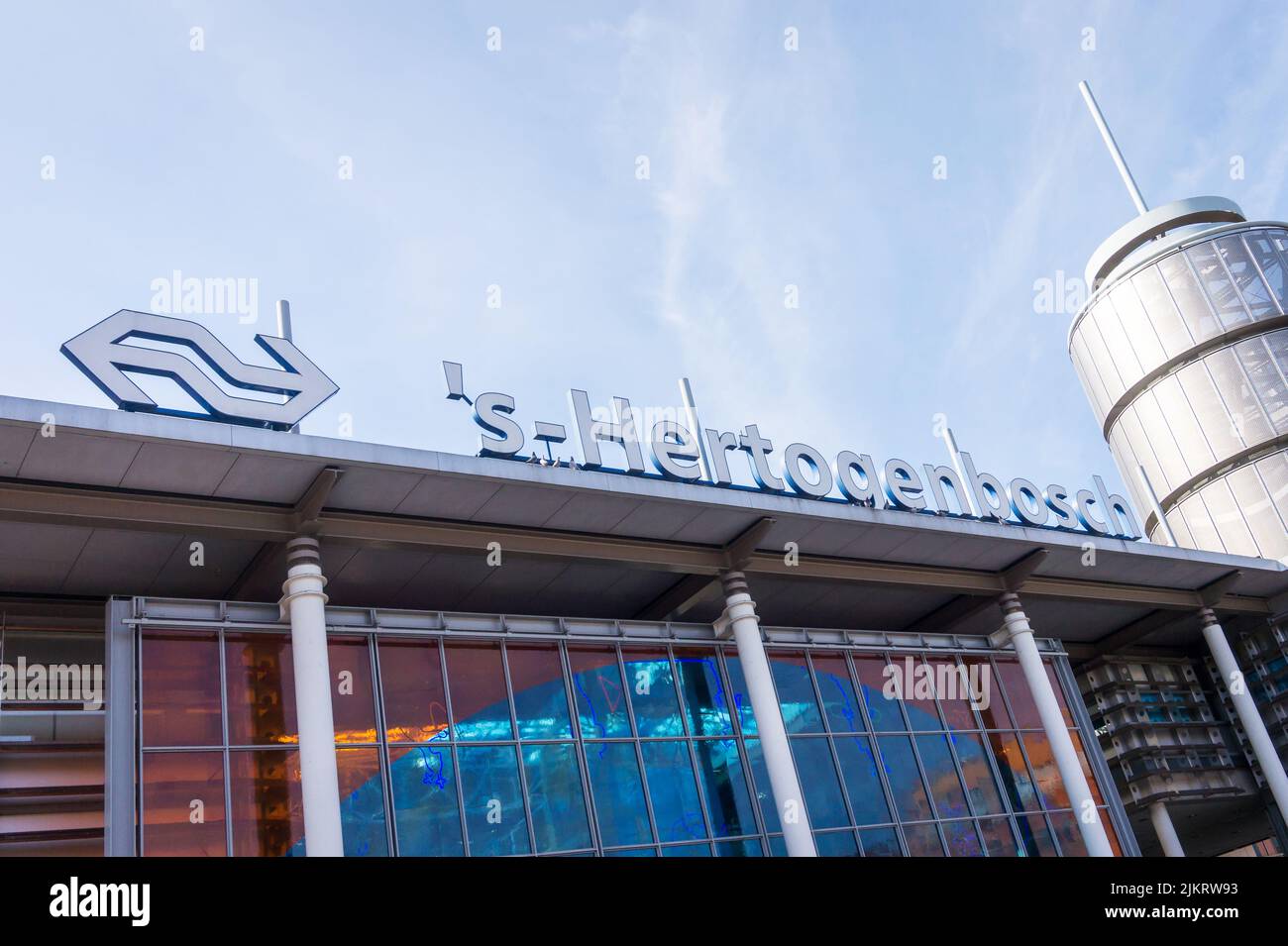 's-Herthogenbosch Dutch NS train station entrance sign. Den Bosch, the ...