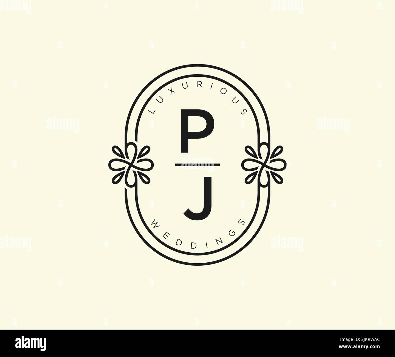 PJ Initials letter Wedding monogram logos template, hand drawn modern ...