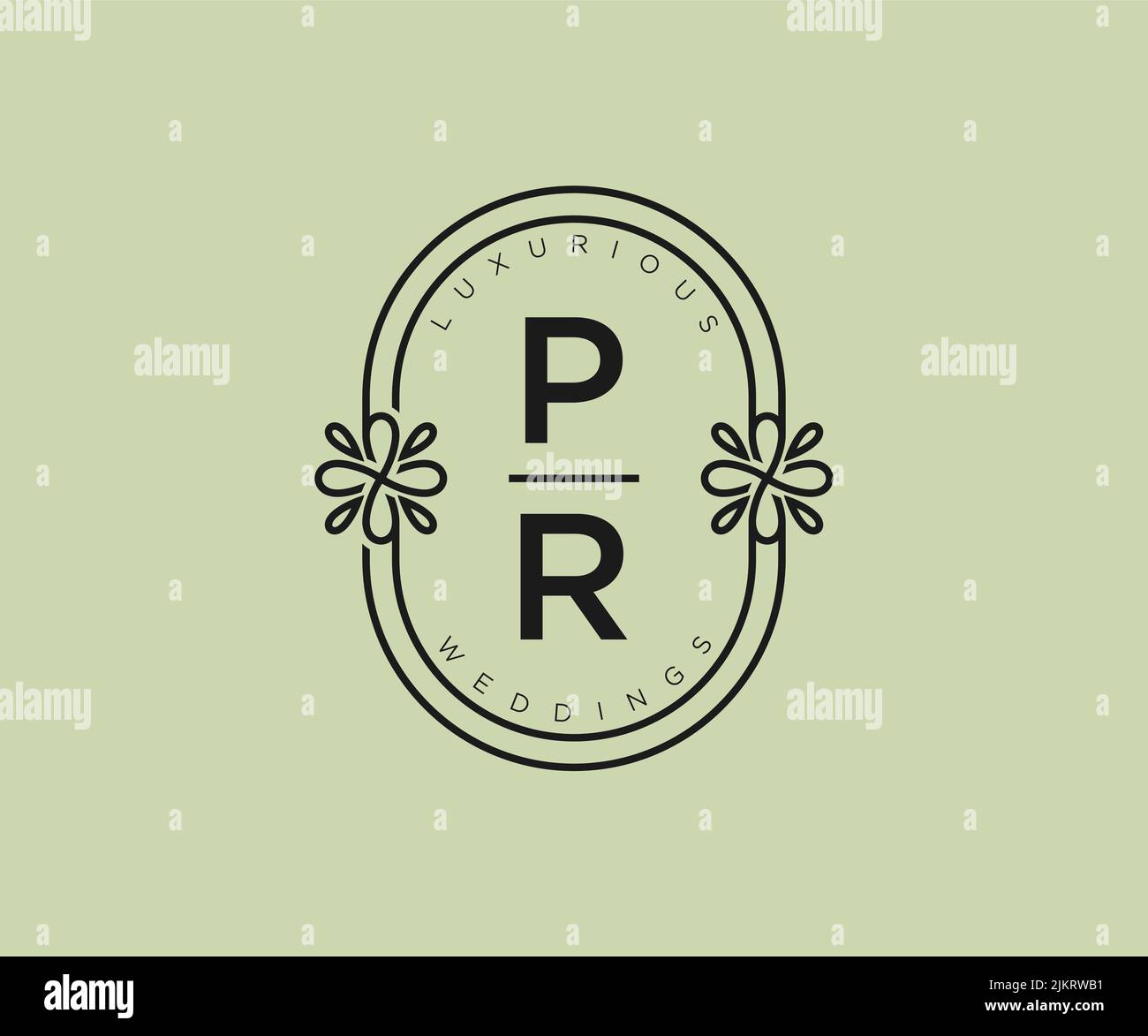 PR Initials letter Wedding monogram logos template, hand drawn modern ...
