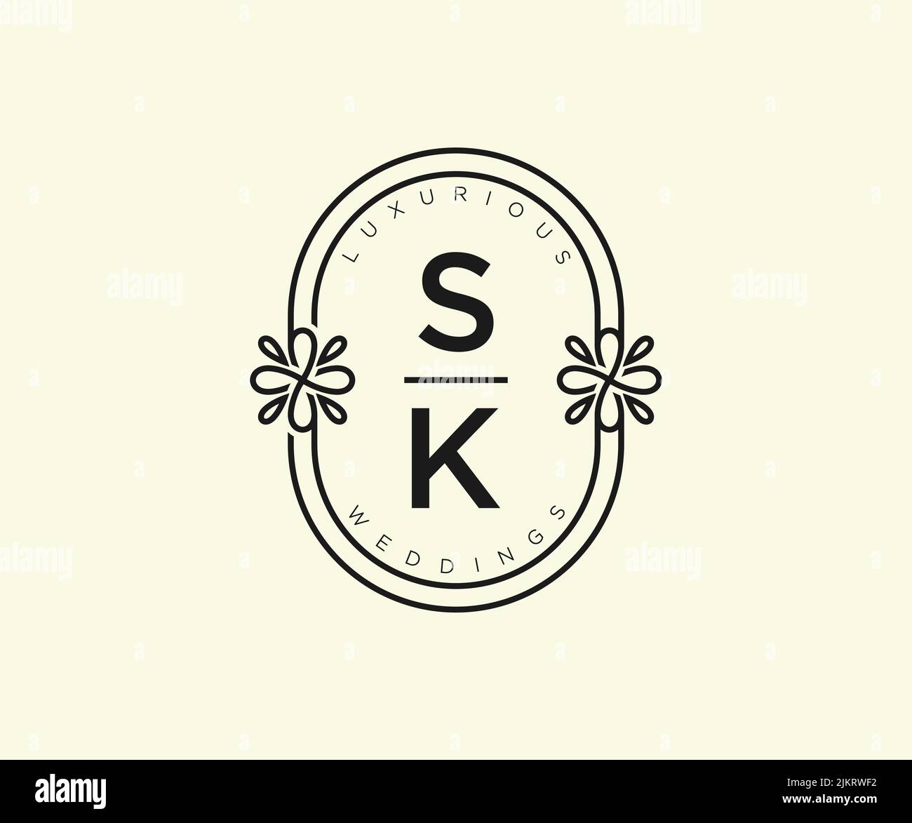 SK Initials letter Wedding monogram logos template, hand drawn modern ...