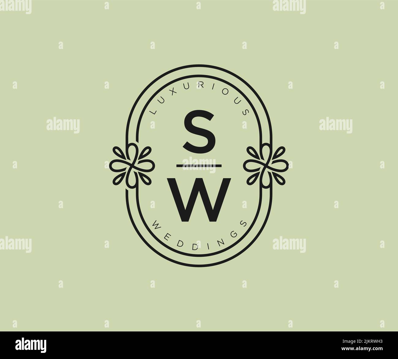 SW Initials letter Wedding monogram logos template, hand drawn modern ...