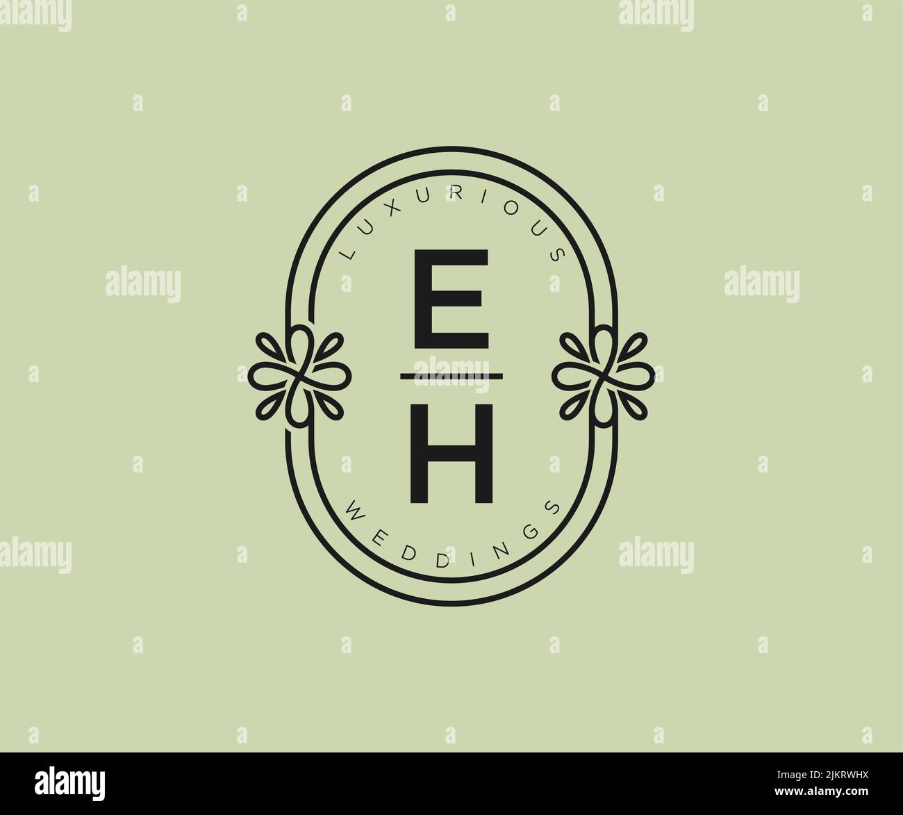 EH Initials letter Wedding monogram logos template, hand drawn modern ...