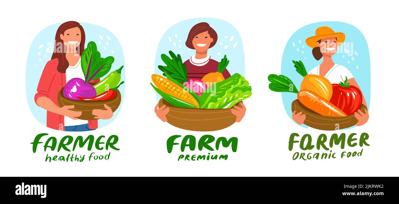 Farmer woman with fresh vegetable. Farming, rural life, gardening ...