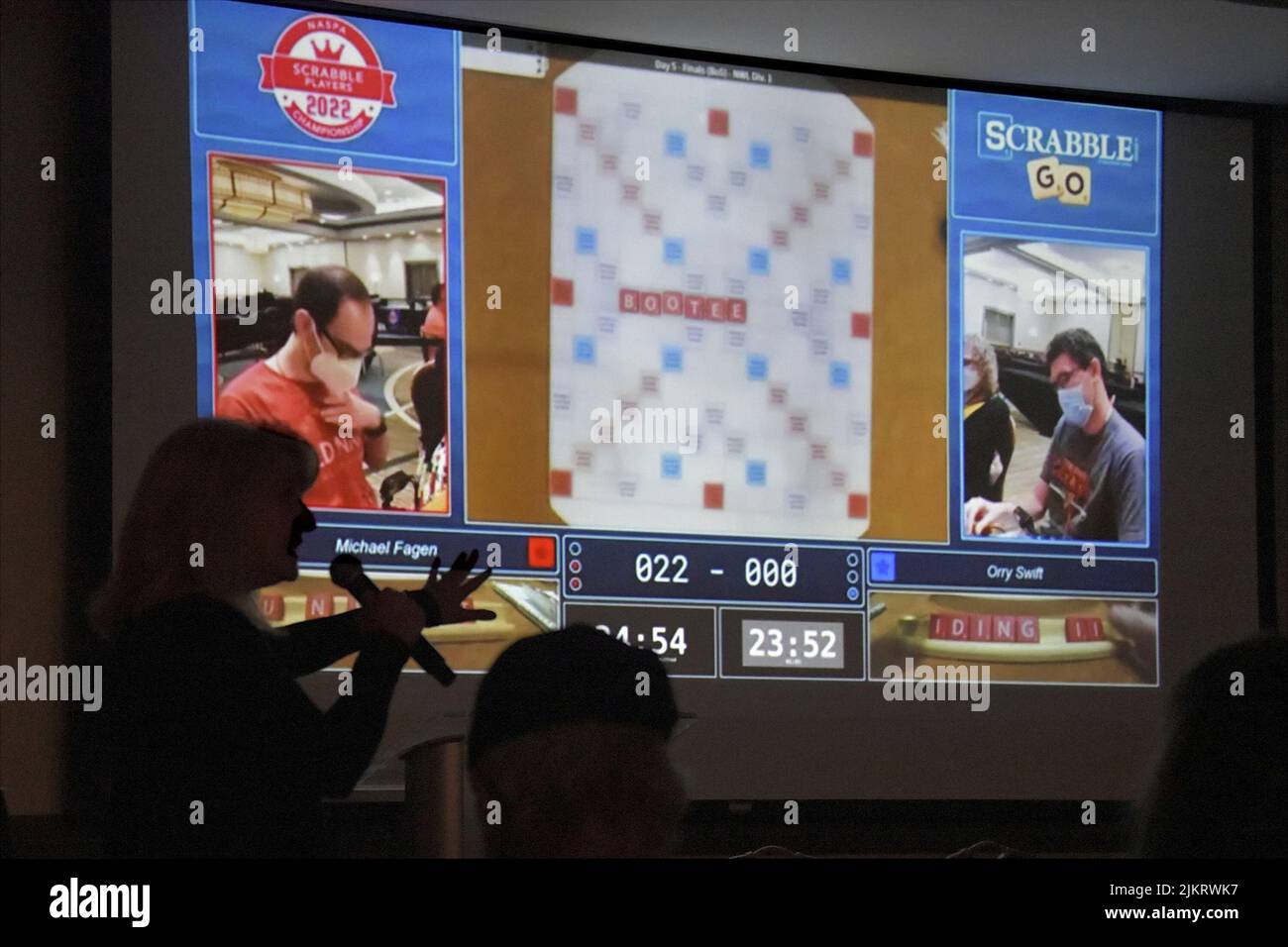 Robin Pollock Daniel, a Scrabble Master from Toronto, left, narrates ...