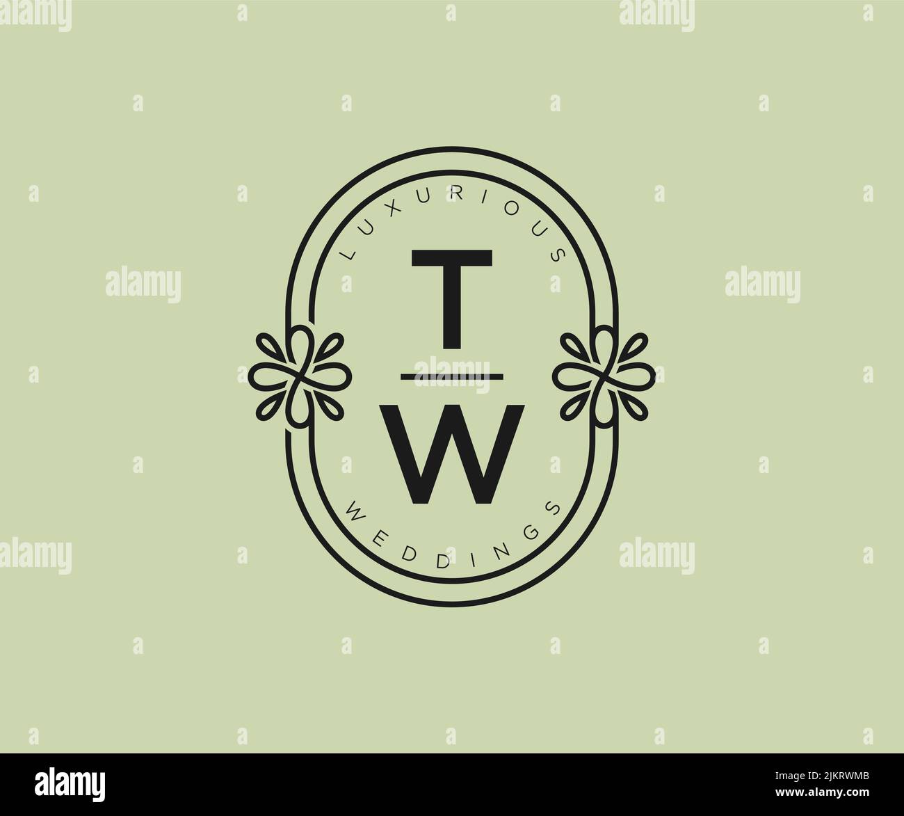 TW Initials letter Wedding monogram logos template, hand drawn modern ...