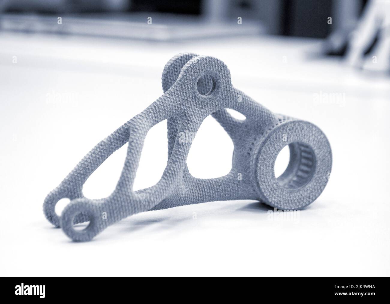 Gray model printed on 3D printer in laboratory office. Object printed ...