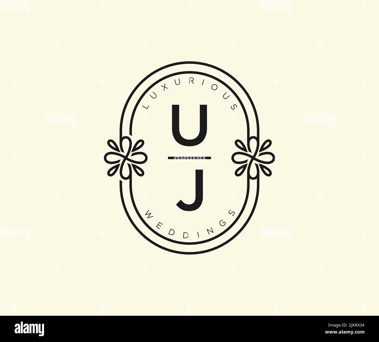 UJ Initials letter Wedding monogram logos template, hand drawn modern ...