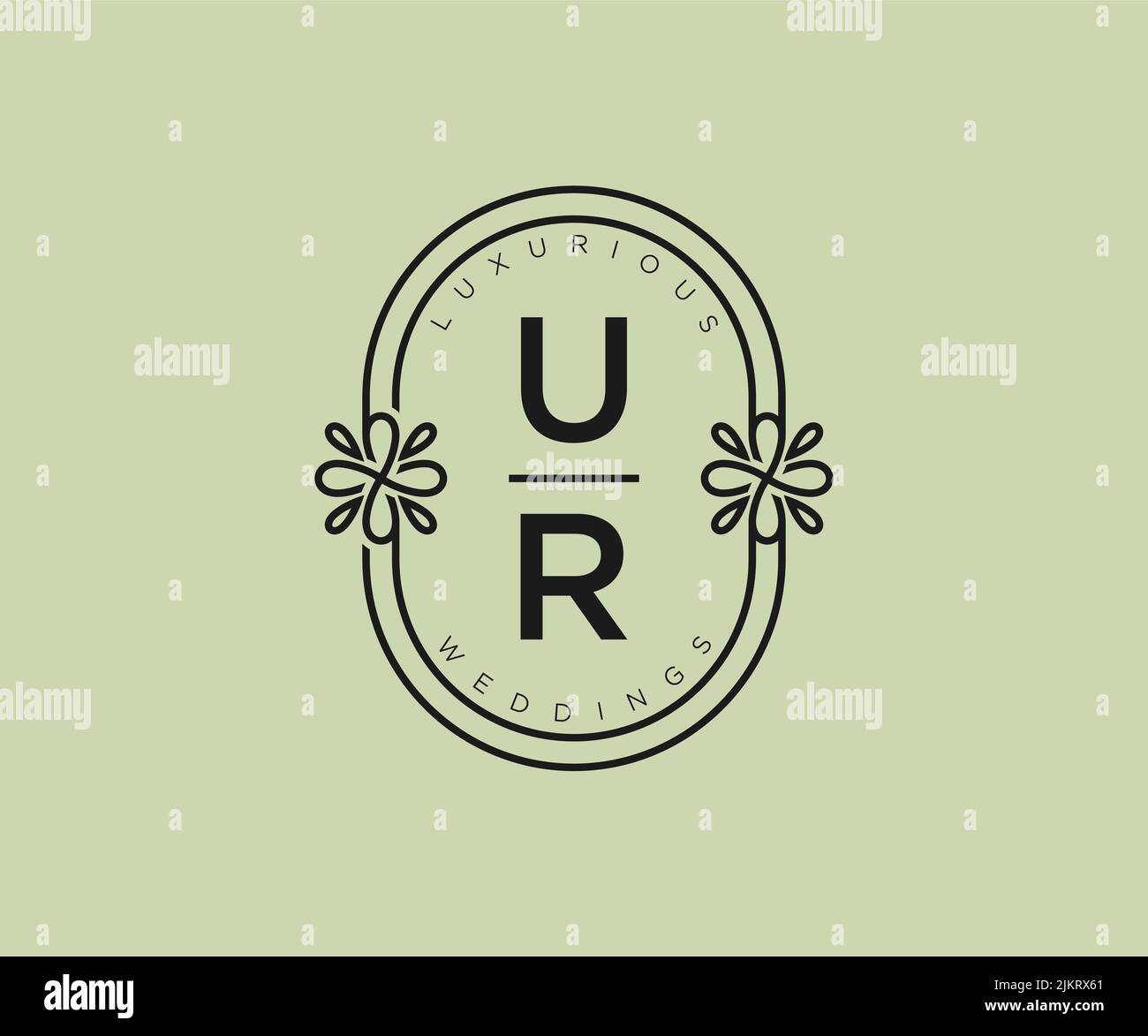 UR Initials letter Wedding monogram logos template, hand drawn modern ...