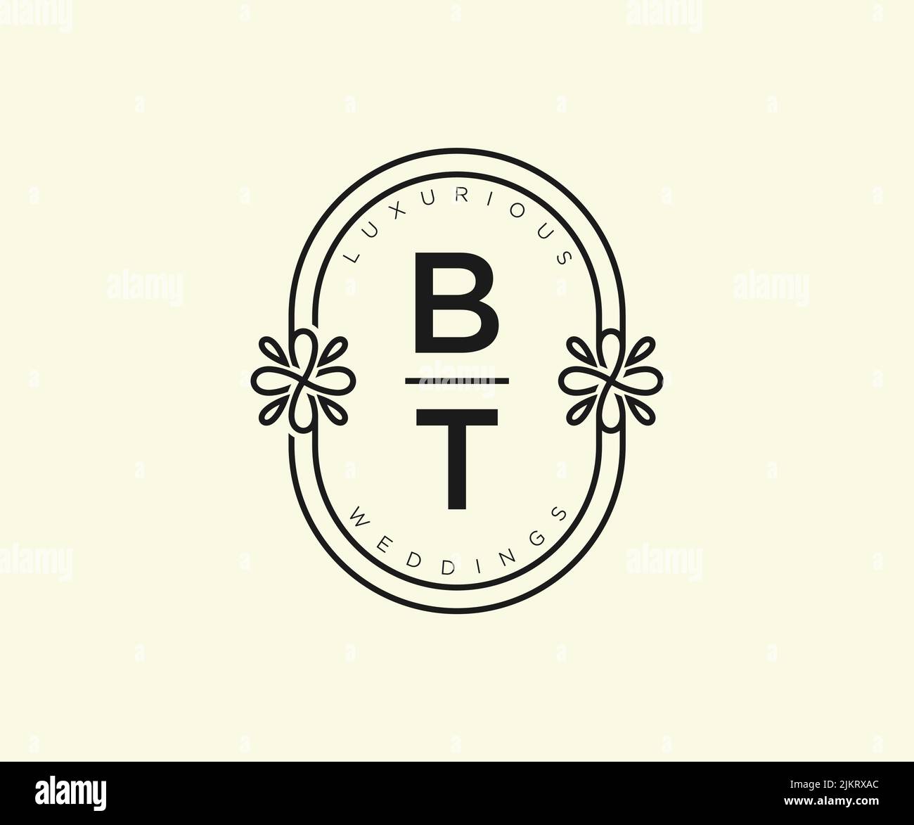 BT Initials letter Wedding monogram logos template, hand drawn modern ...