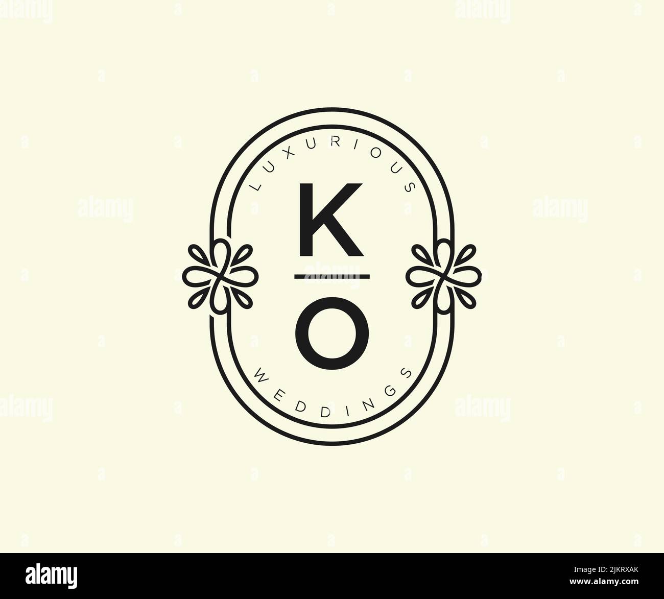 KO Initials letter Wedding monogram logos template, hand drawn modern ...