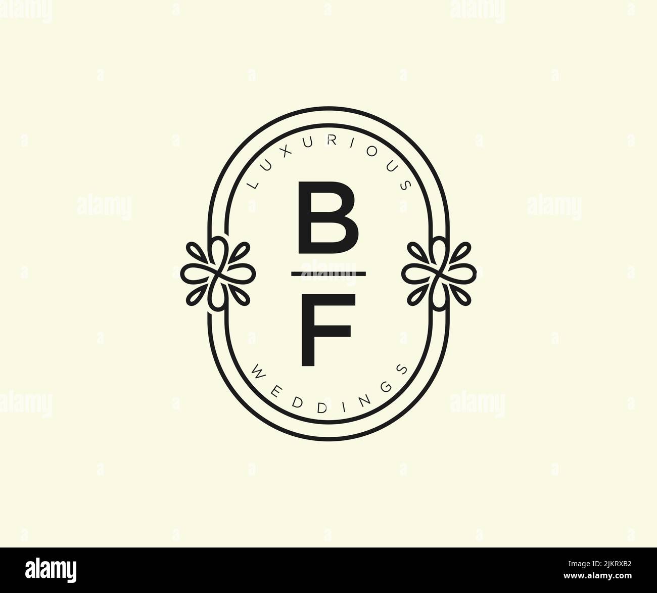 BF Initials letter Wedding monogram logos template, hand drawn modern ...