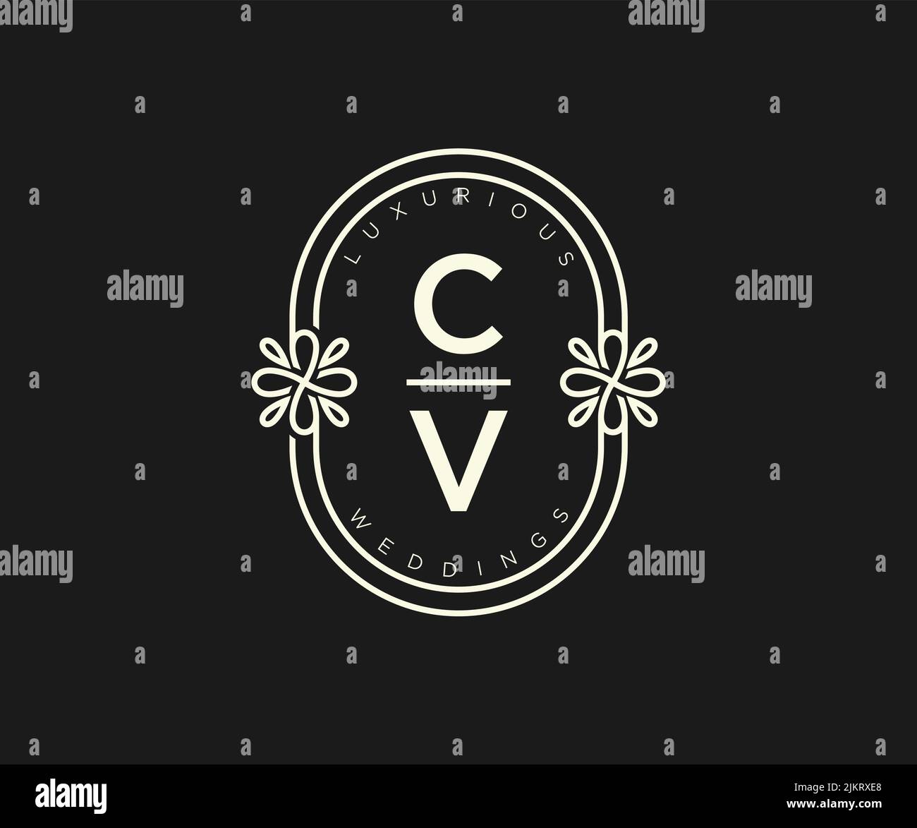 CV Initials letter Wedding monogram logos template, hand drawn modern ...