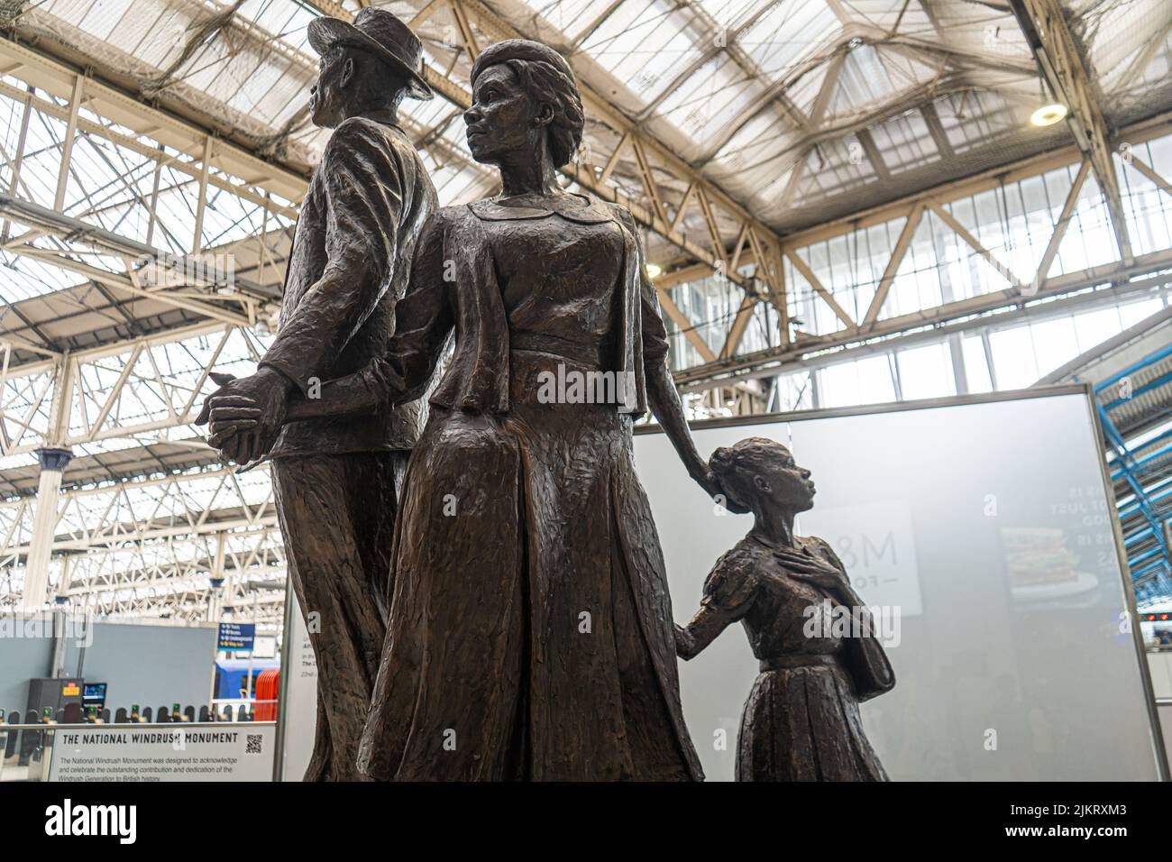 3 August 2022: The National Windrush Monument, Waterloo Station, London ...