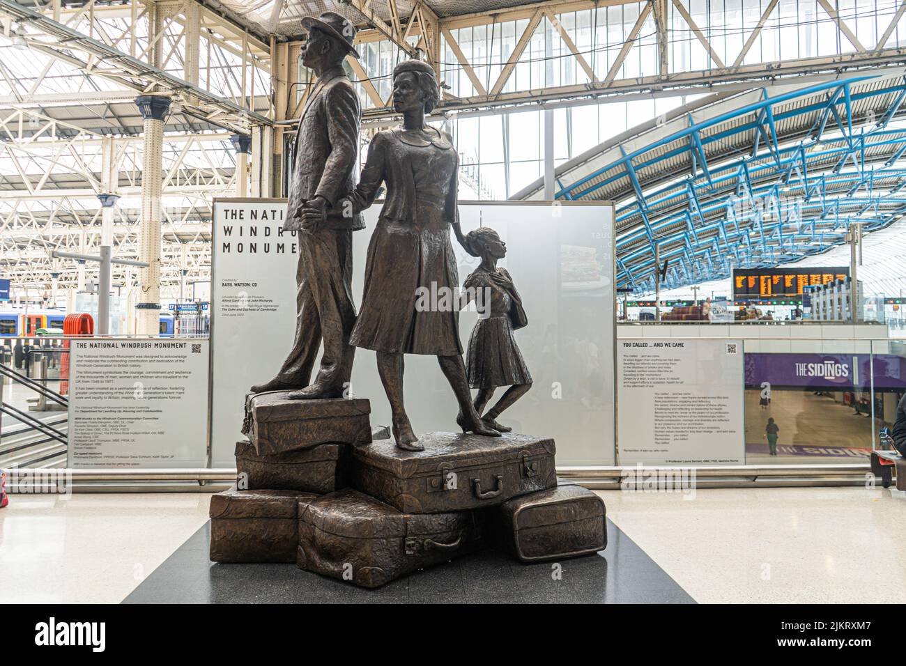 3 August 2022: The National Windrush Monument, Waterloo Station, London ...