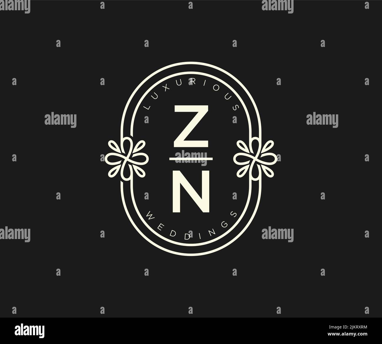 ZN Initials letter Wedding monogram logos template, hand drawn modern ...