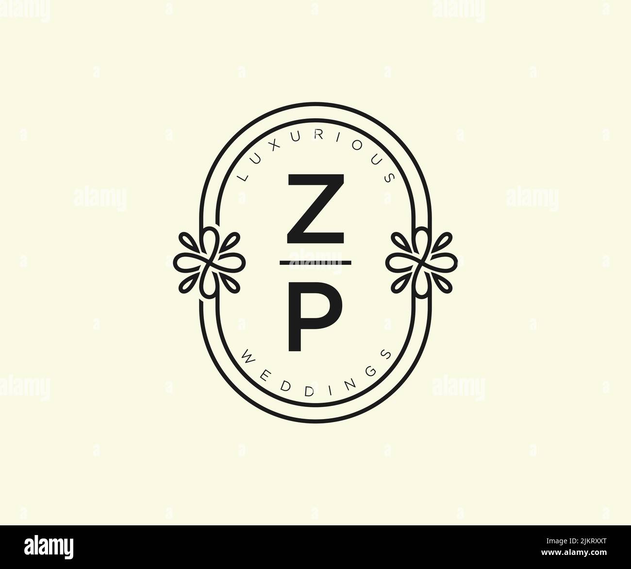 ZP Initials letter Wedding monogram logos template, hand drawn modern ...