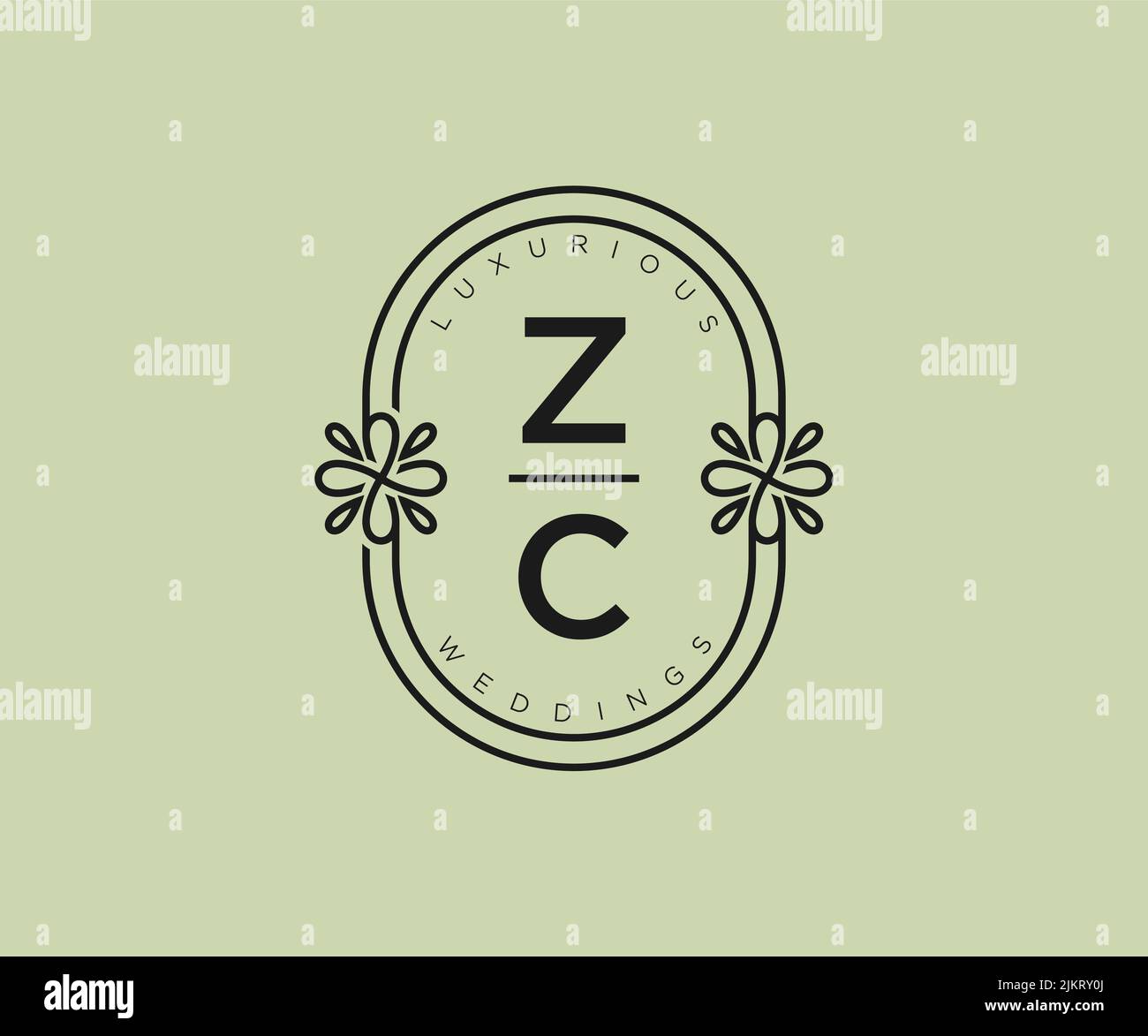 ZC Initials letter Wedding monogram logos template, hand drawn modern ...