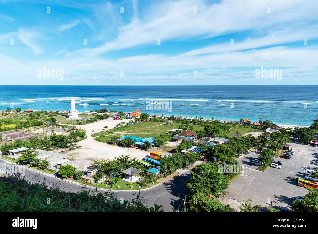 Bali, Indonesia - March 28, 2019: High angle view of Pandawa beach ...