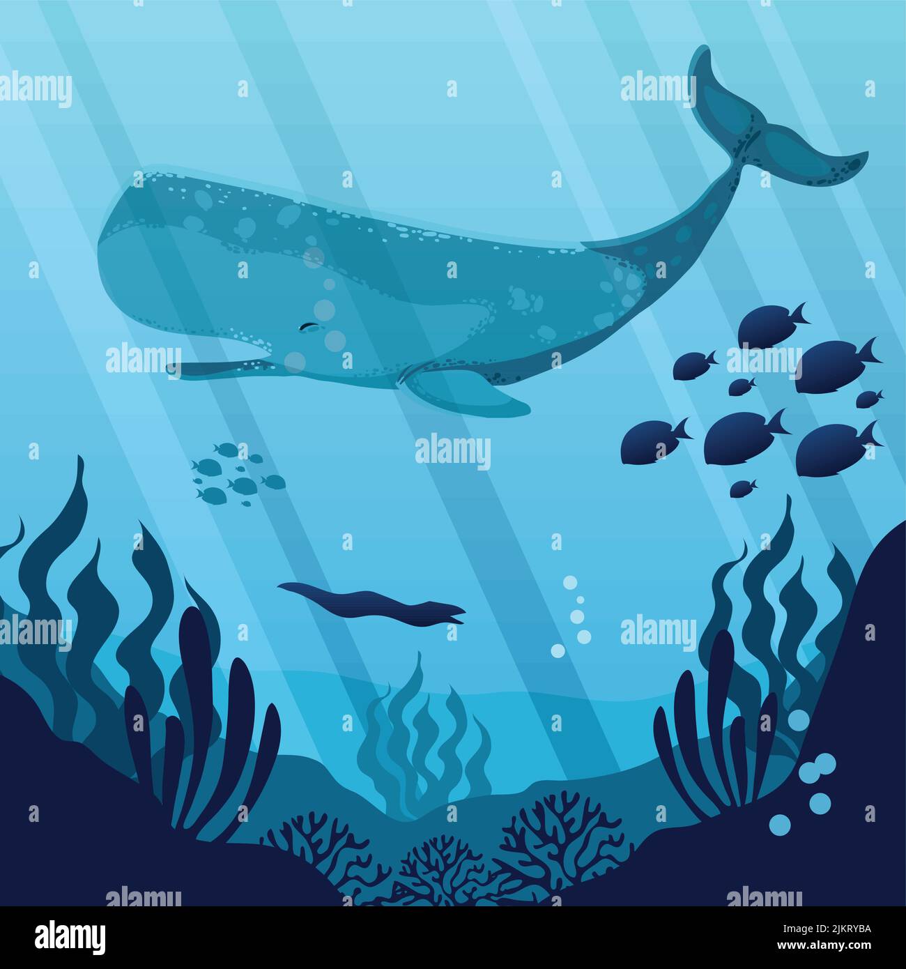 undersea blue whale and fishes Stock Vector Image & Art - Alamy