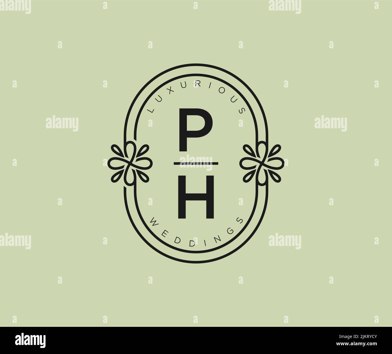 PH Initials letter Wedding monogram logos template, hand drawn modern ...