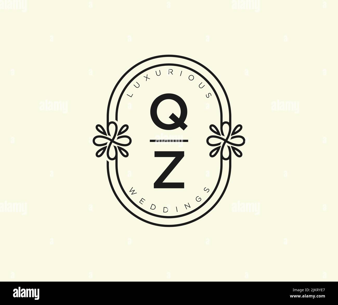 QZ Initials letter Wedding monogram logos template, hand drawn modern minimalistic and floral ...