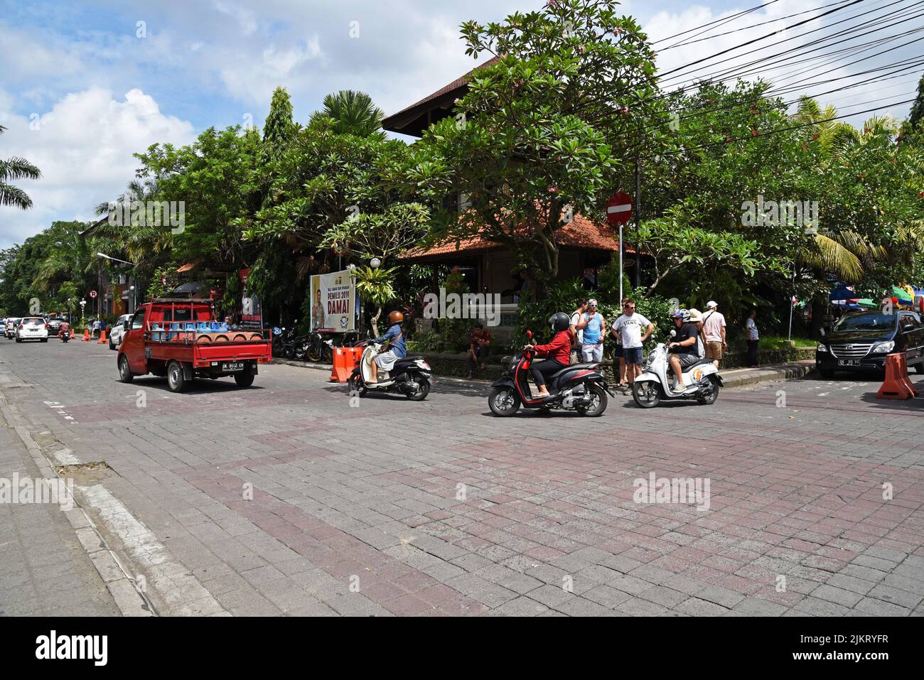 Bali, Indonesia - April 04, 2019: View of traffic in Ubud street, Ubud ...