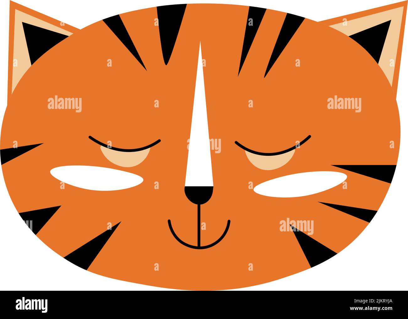 Calm kitty muzzle, kitten cartoon character cat Stock Vector Image ...