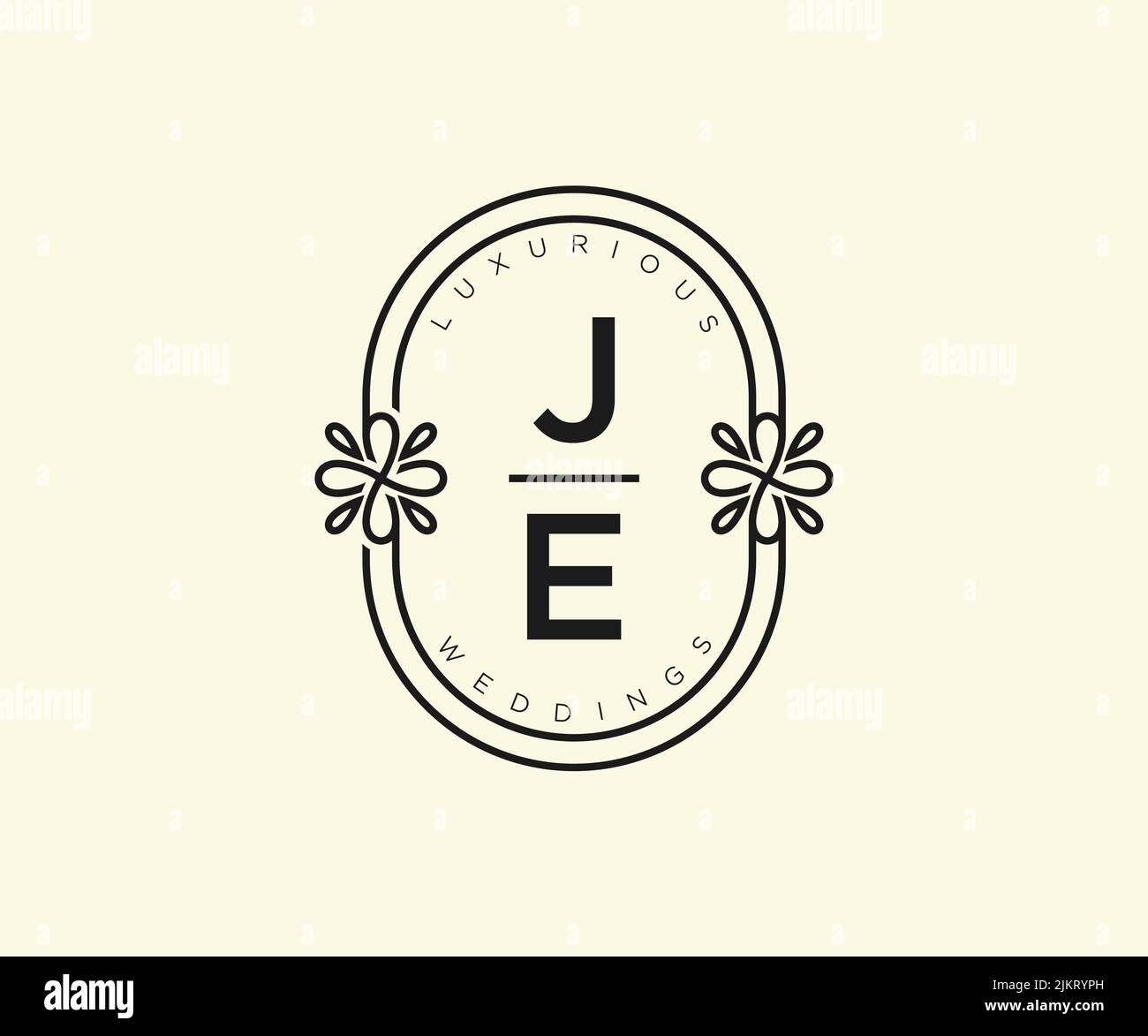 JE Initials letter Wedding monogram logos template, hand drawn modern ...