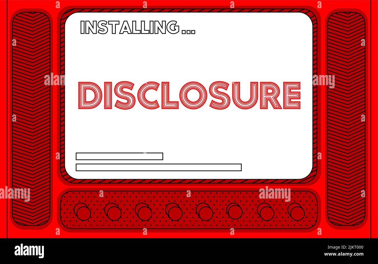 Cartoon Computer With the word Disclosure. Message of a screen ...