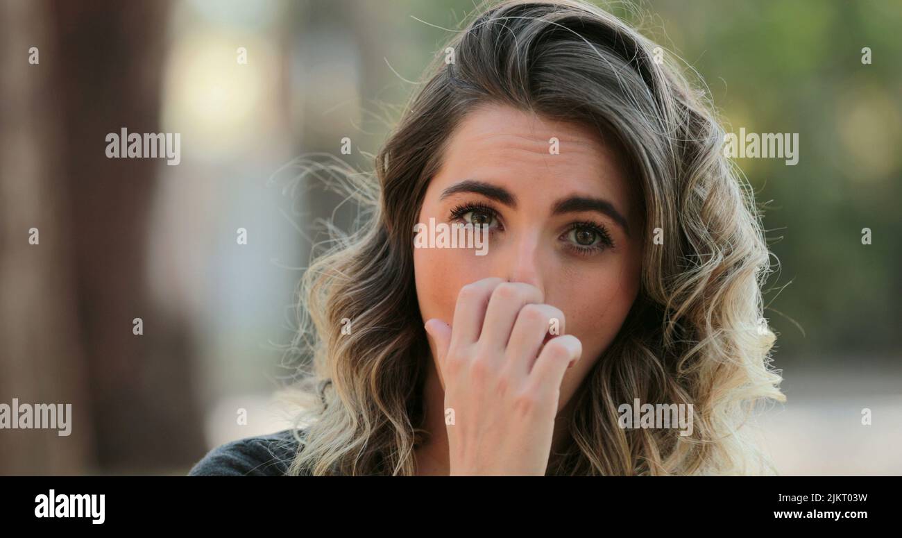 Girl (scrarch or scratching) nose hi-res stock photography and images ...