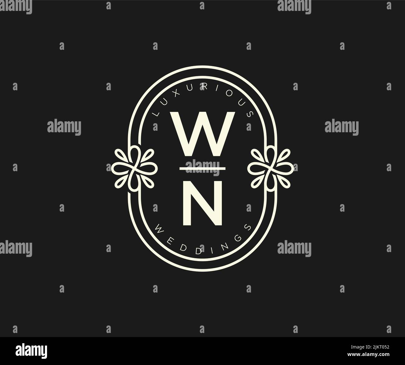 WN Initials letter Wedding monogram logos template, hand drawn modern ...