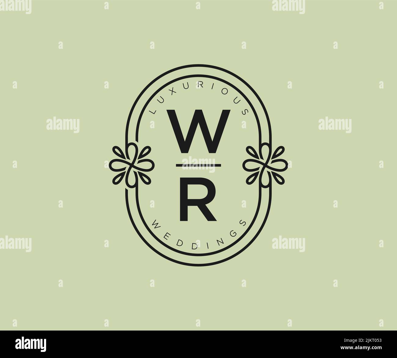 WR Initials letter Wedding monogram logos template, hand drawn modern ...