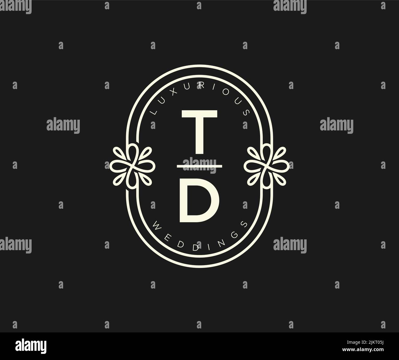 TD Initials letter Wedding monogram logos template, hand drawn modern ...