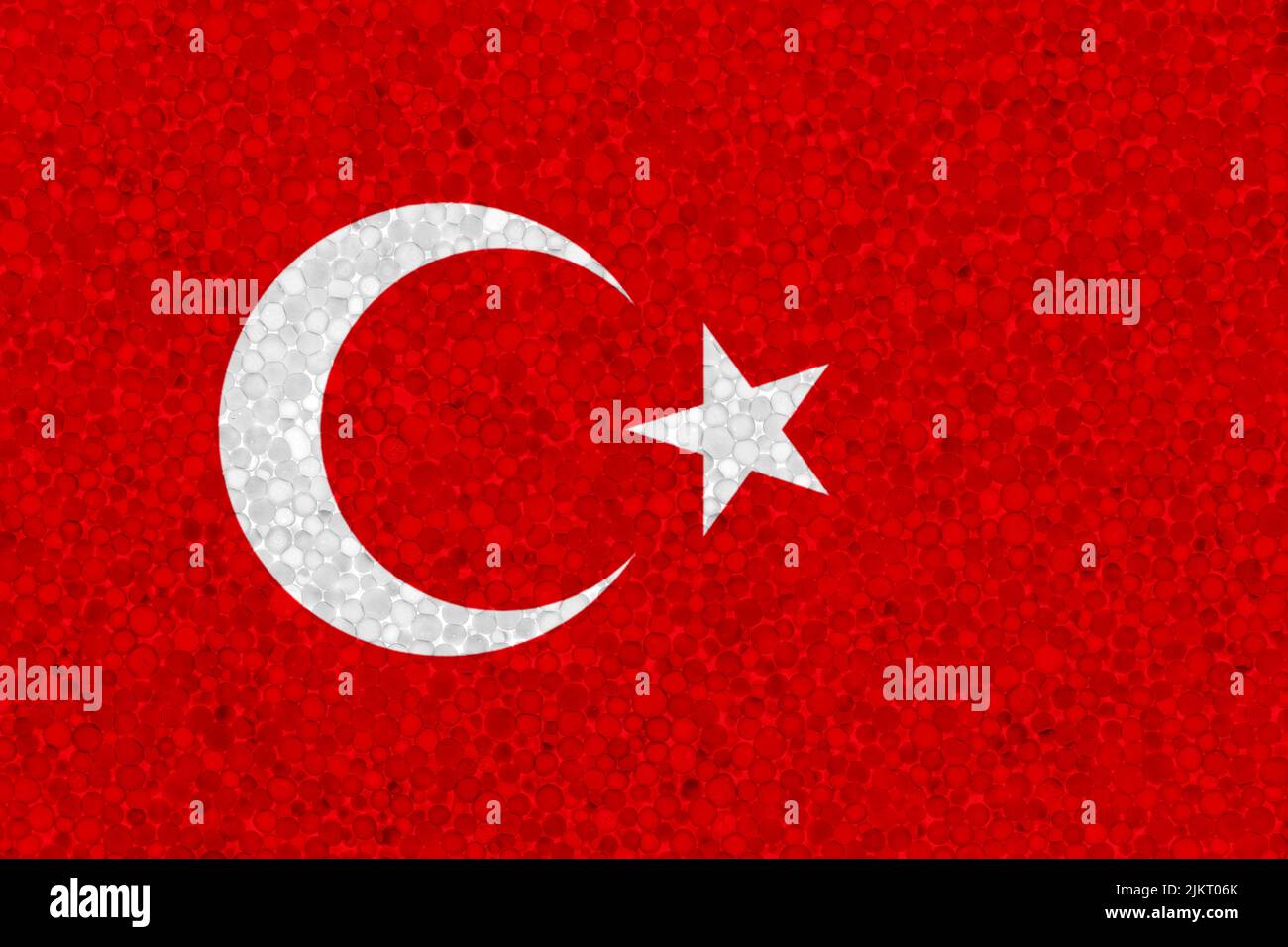 Turkey flag on styrofoam texture. national flag painted on the surface ...